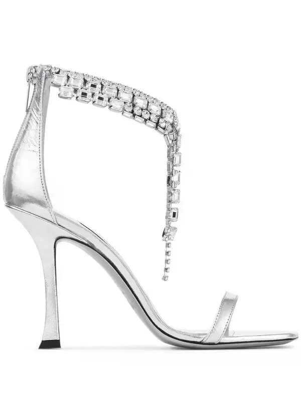 JIMMY CHOO Verity Crystal-embellished Sandals - Silver
