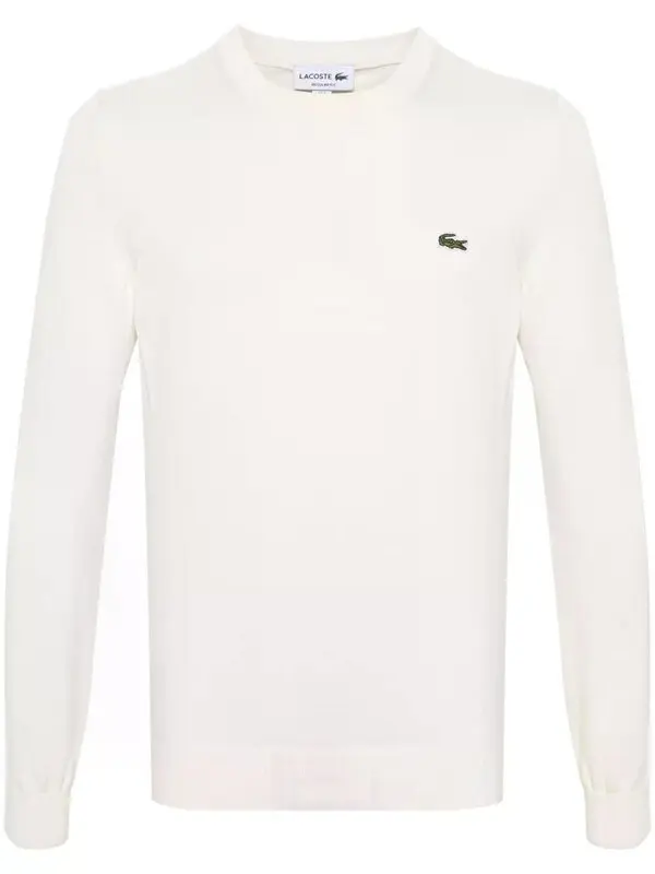 Lacoste Logo-patch Ribbed-knit Jumper - Neutrals