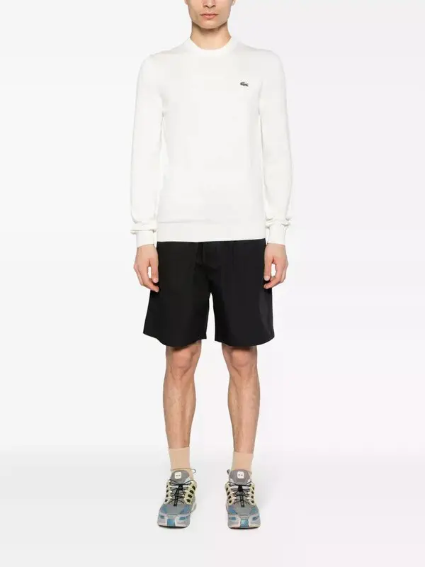 Lacoste Logo-patch Ribbed-knit Jumper - Neutrals