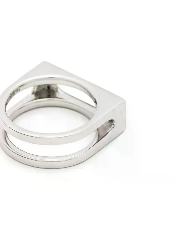 Tom Wood Tone Recycled Black Spinel Cage Ring