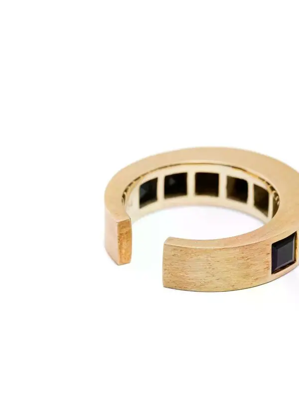 Tom Wood 9ct Recycled Arch Square Ring With Onyx