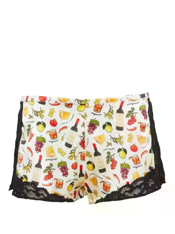 FLEUR DU MAL Charlotte Lace Tap Shorts - Neutrals