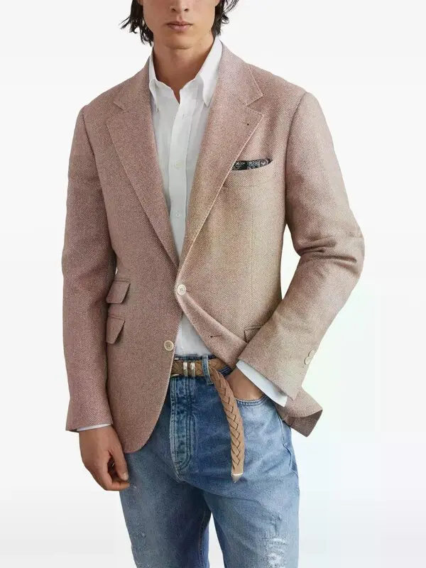 Brunello Cucinelli Herringbone Linen Blazer - Orange