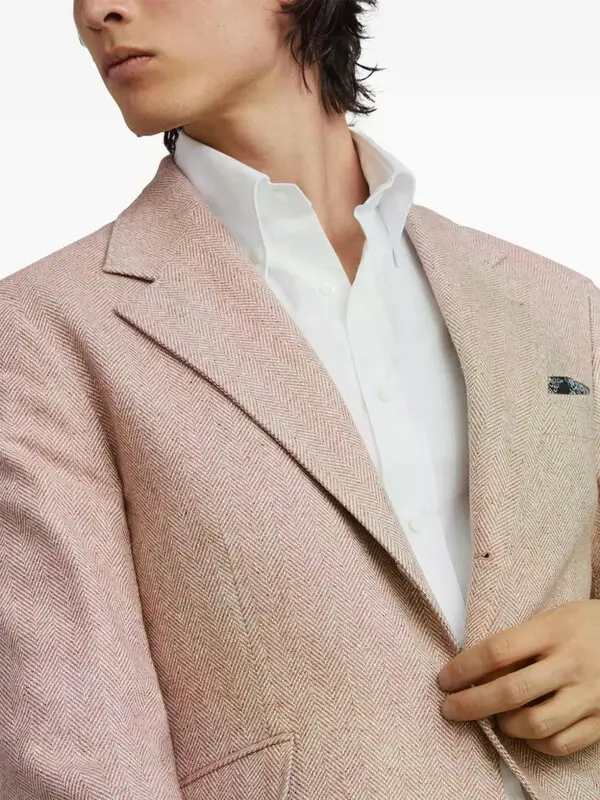 Brunello Cucinelli Herringbone Linen Blazer - Orange
