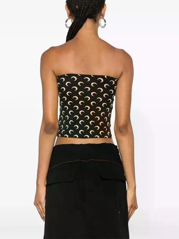 MARINE SERRE Moon Print Strapless Top