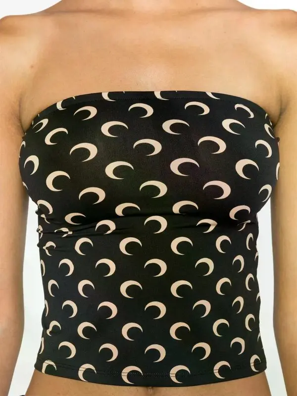 MARINE SERRE Moon Print Strapless Top