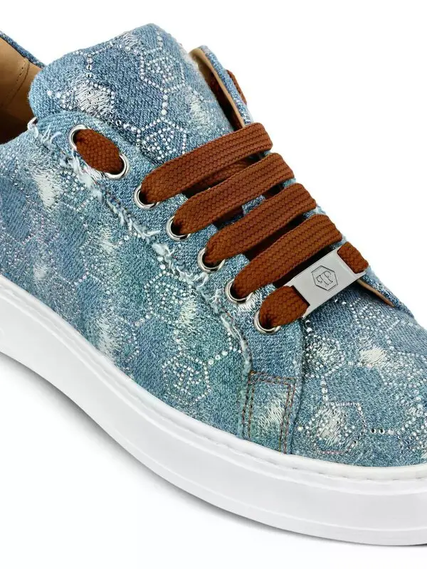 Philipp Plein Monogram Strass Sneakers - Blue