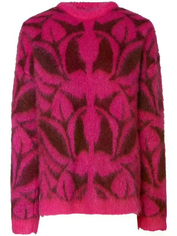 La DoubleJ Intarsia-knit Long-sleeve Jumper - Pink