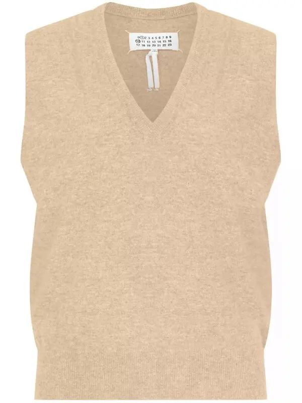 MAISON MARGIELA Knit V-neck Vest - Neutrals