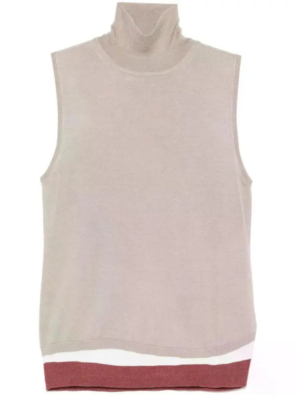 Lorena Antoniazzi Striped-hem Roll Neck Vest