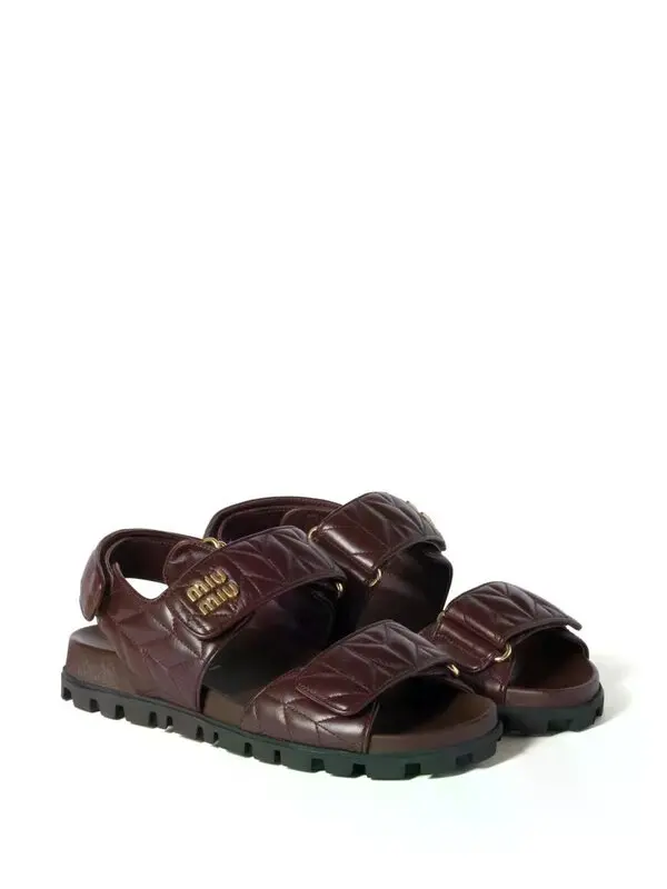 Miu Miu Sporty Matelassé Leather Sandals