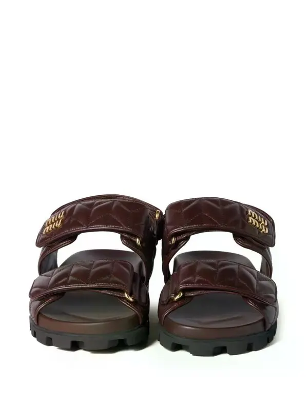 Miu Miu Sporty Matelassé Leather Sandals