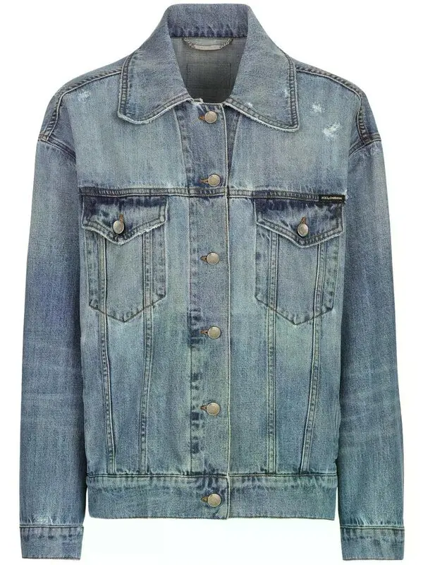 Dolce & Gabbana Logo-patch Cotton Denim Jacket - Blue