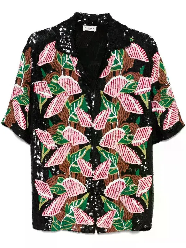 P.a.r.o.s.h Embellished Floral Sequin Shirt