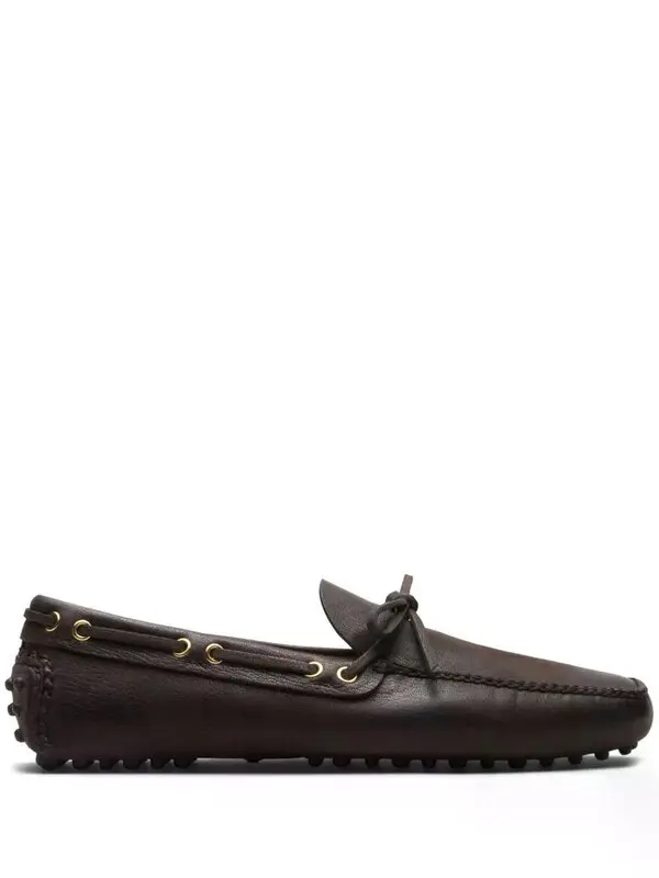 Car Shoe Soft Antique Leather Boat Shoes - Brown