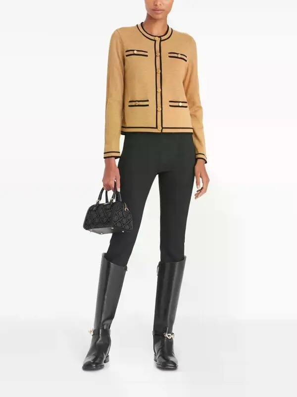 Tory Burch Kendra Cardigan With Contrast Trim - Brown