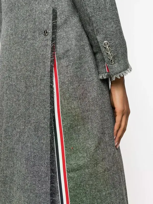 Thom Browne Rwb Stripe Frayed Edge Coat