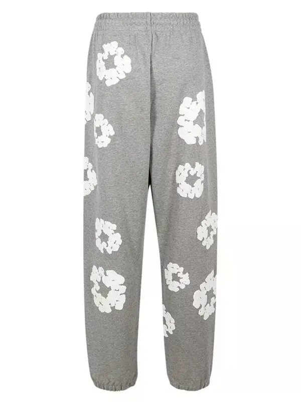 DENIM TEARS Cotton Abstract Pattern Print Track Pants - Grey