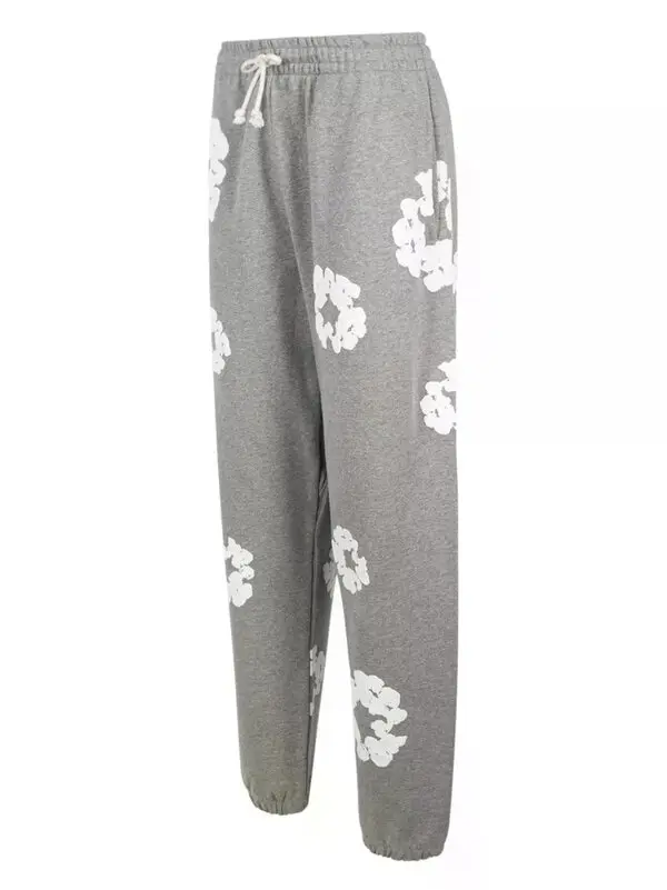 DENIM TEARS Cotton Abstract Pattern Print Track Pants - Grey