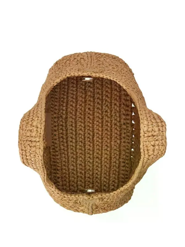 TOD'S Mini Leather-raffia Shopper - Neutrals