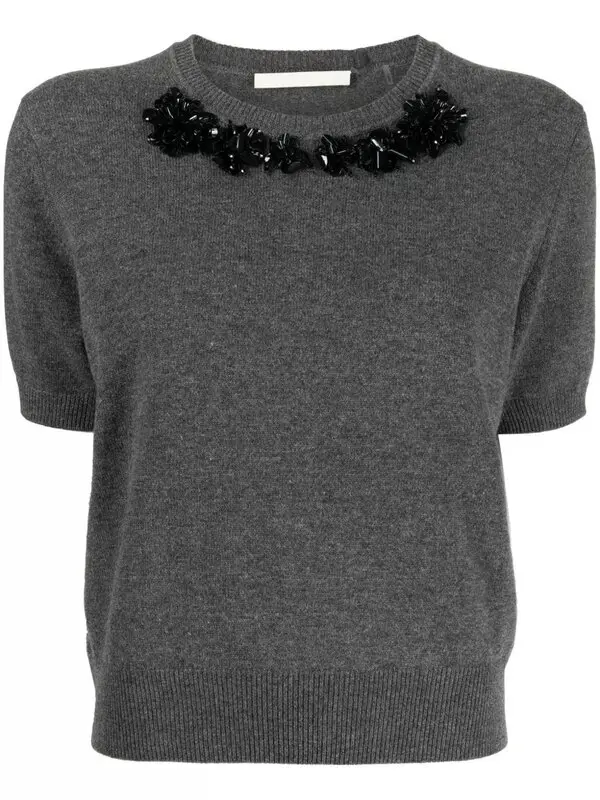 JASON WU Floral-appliqué Wool-cashmere Jumper