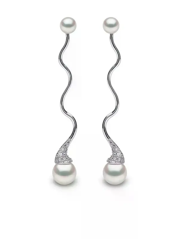 Yoko London 18kt White Gold Akoya Pearl And Diamond Earrings - Silver
