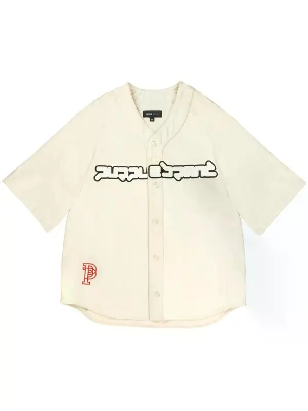 PURPLE BRAND Logo-print Cotton Shirt - Neutrals