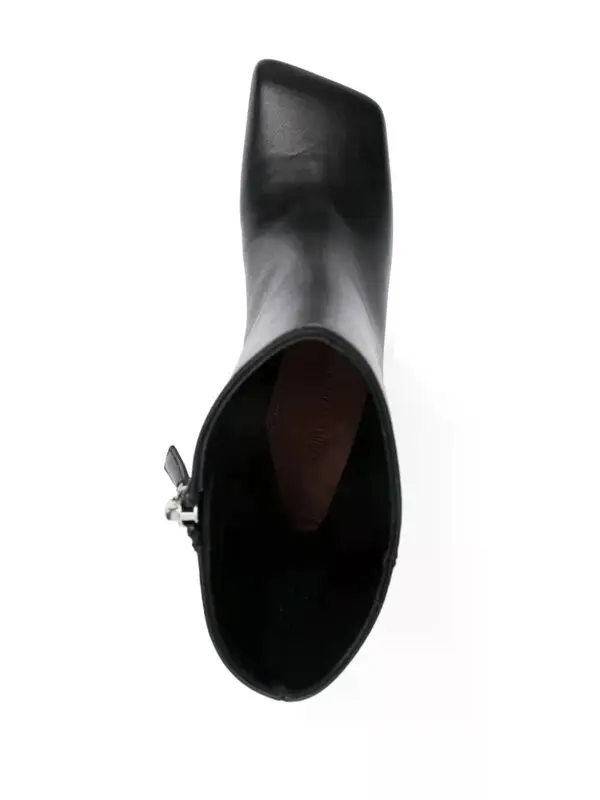 Amina Muaddi Marine 100mm Leather Ankle Boots
