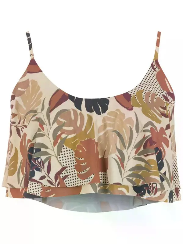 AMIR SLAMA Palm Leaf Print Cropped Top