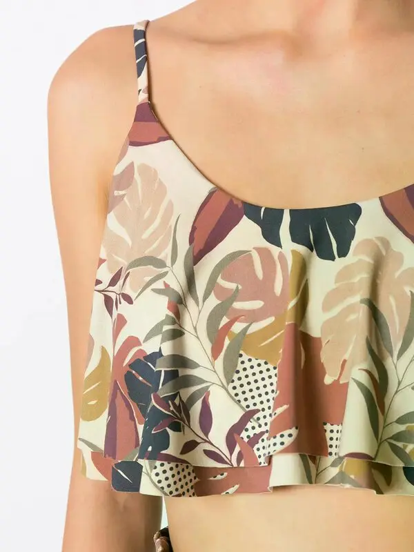 AMIR SLAMA Palm Leaf Print Cropped Top
