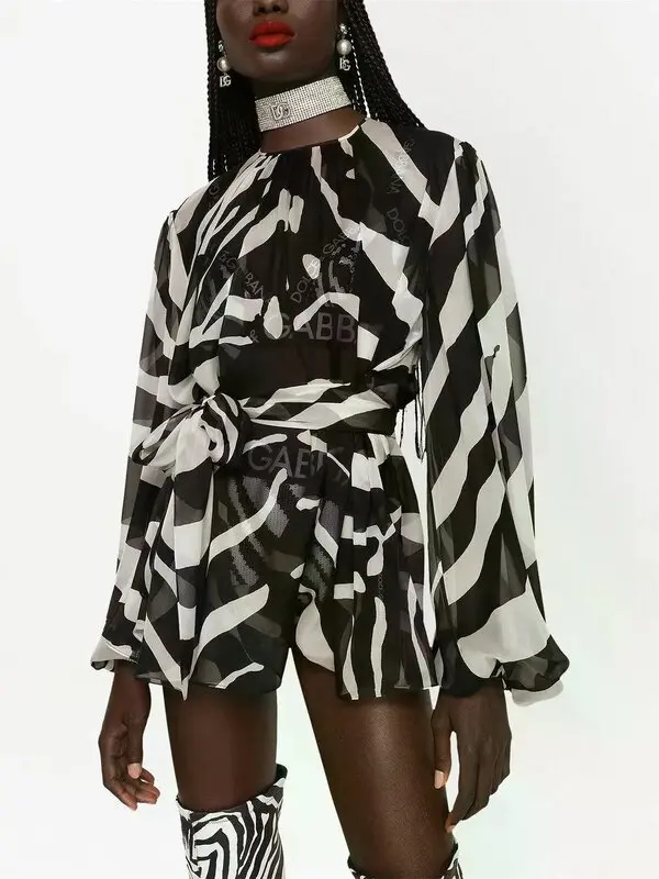 Dolce & Gabbana Zebra-print Chiffon Blouse