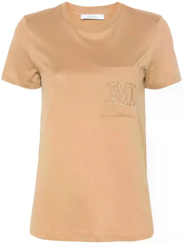 Max Mara Papaia Logo-embroidered T-shirt - Neutrals
