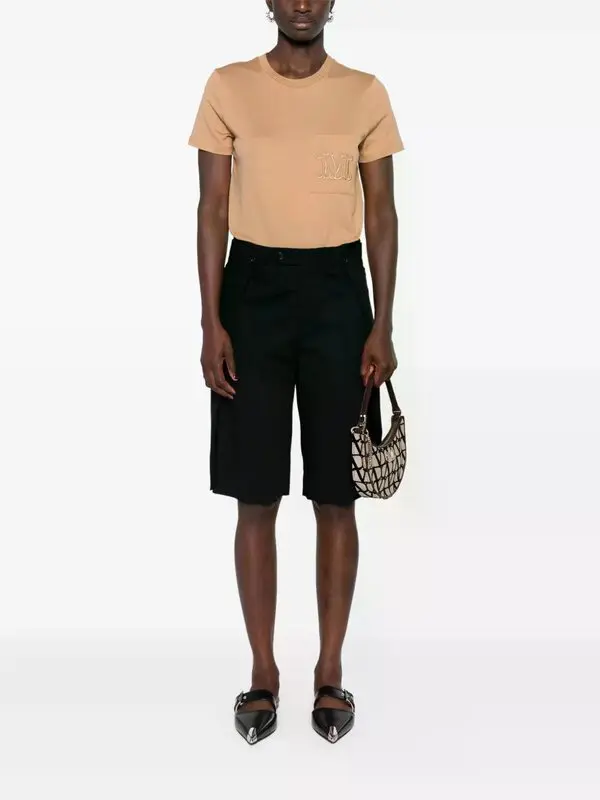 Max Mara Papaia Logo-embroidered T-shirt - Neutrals