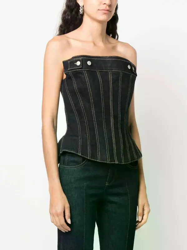 Alexander McQueen Denim Bustier Top