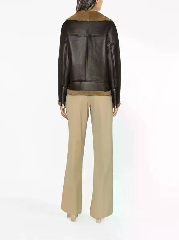 YVES SALOMON Zip-up Shearling Leather Jacket