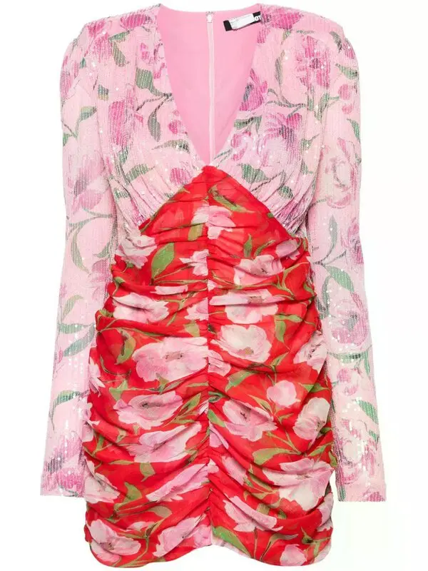 ROTATE BY BIRGER CHRISTENSEN Floral-print Sequined Mini Dress