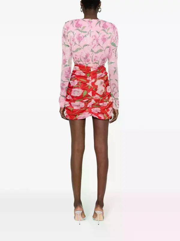 ROTATE BY BIRGER CHRISTENSEN Floral-print Sequined Mini Dress