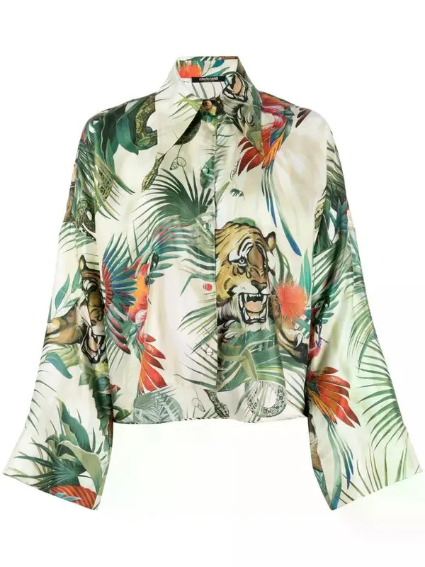 Roberto Cavalli Graphic-print Silk Shirt
