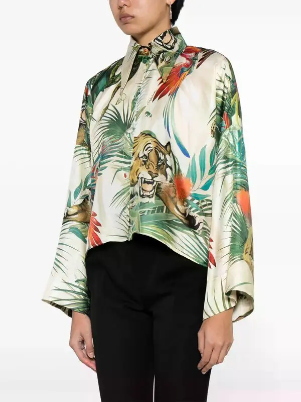 Roberto Cavalli Graphic-print Silk Shirt