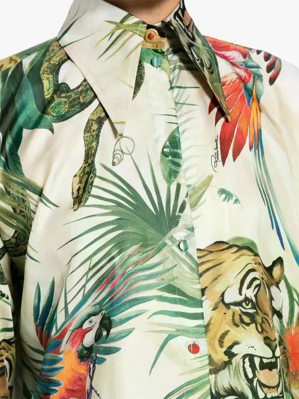 Roberto Cavalli Graphic-print Silk Shirt