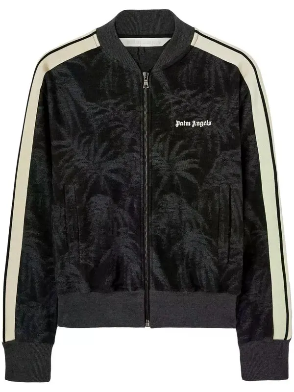 Palm Angels Pams-jacquard Zipped Sweater - Black