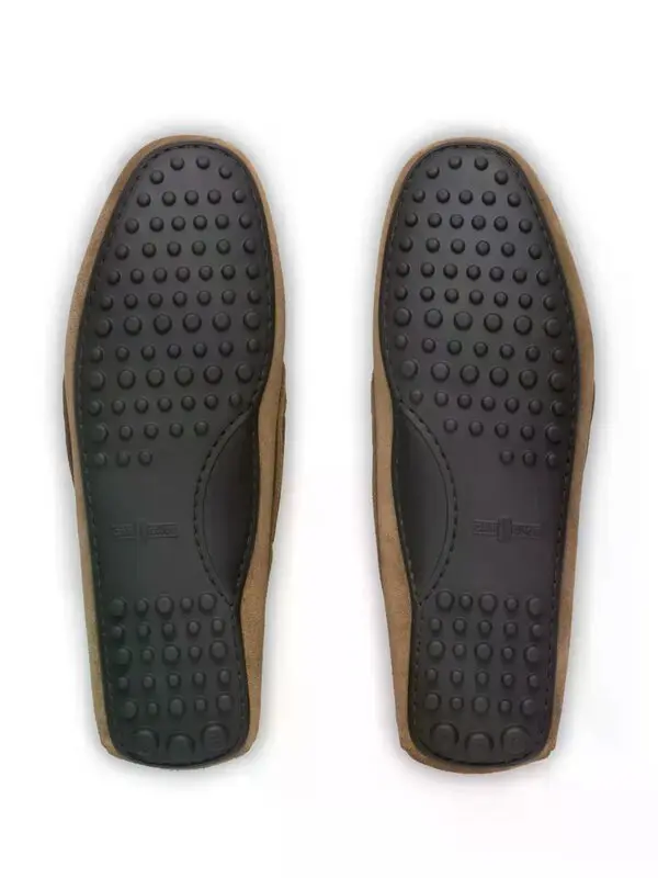 Car Shoe Lace-up Suede Loafers - Brown