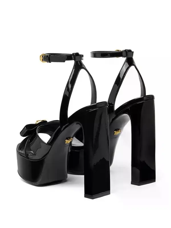 Versace Ribbon Platform Sandals - Black