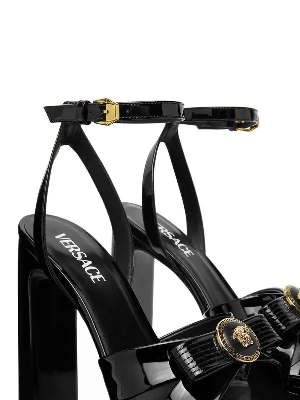 Versace Ribbon Platform Sandals - Black