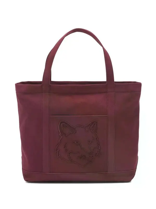 Maison Kitsuné Large Fox Head-embroidered Tote Bag - Red