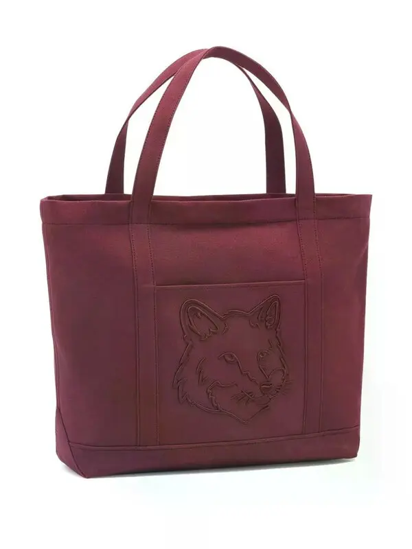 Maison Kitsuné Large Fox Head-embroidered Tote Bag - Red