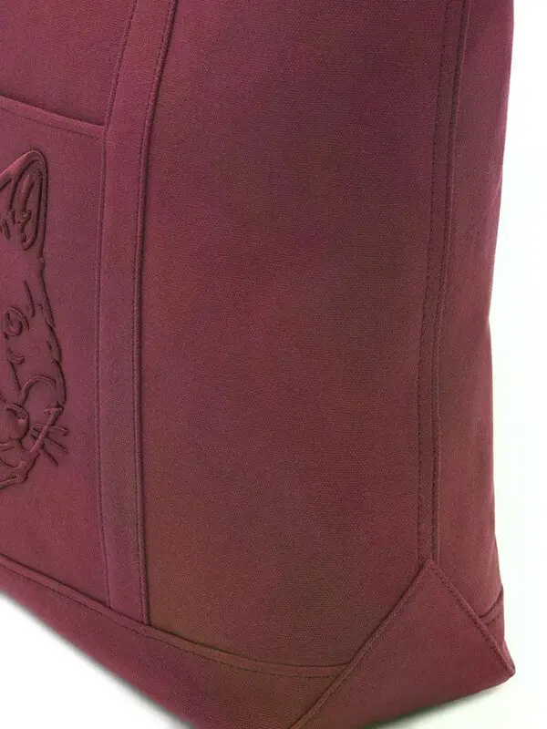 Maison Kitsuné Large Fox Head-embroidered Tote Bag - Red
