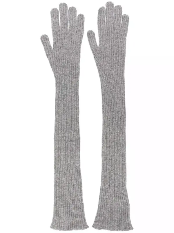 Fabiana Filippi Elbow-length Ribbed Cashmere Gloves - Grey