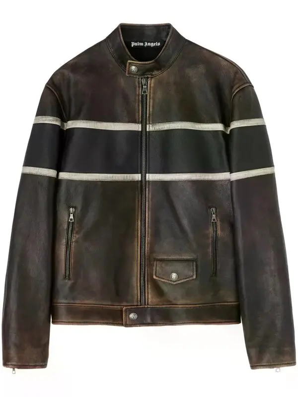 Palm Angels Crystal Pin-up Biker Jacket