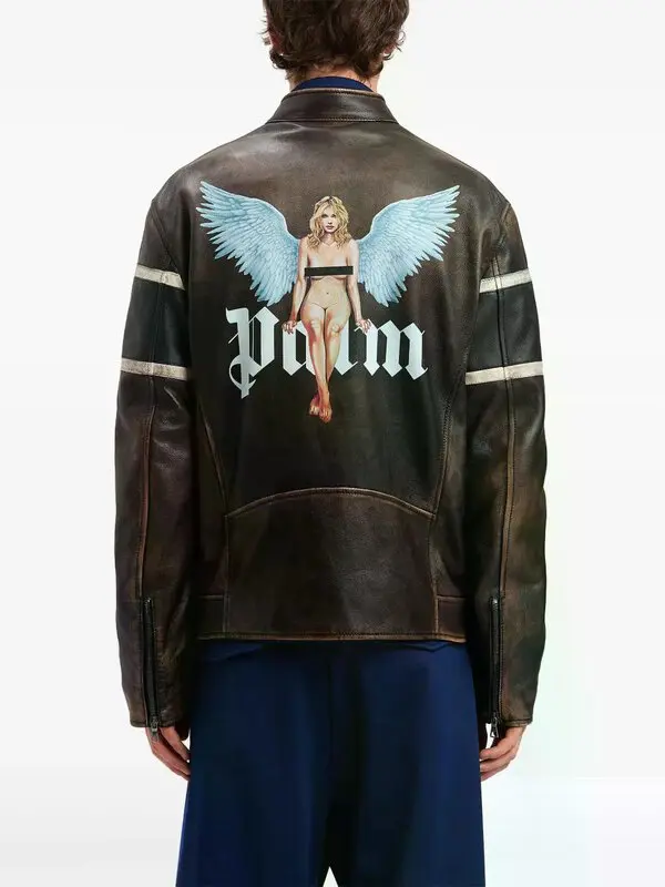 Palm Angels Crystal Pin-up Biker Jacket